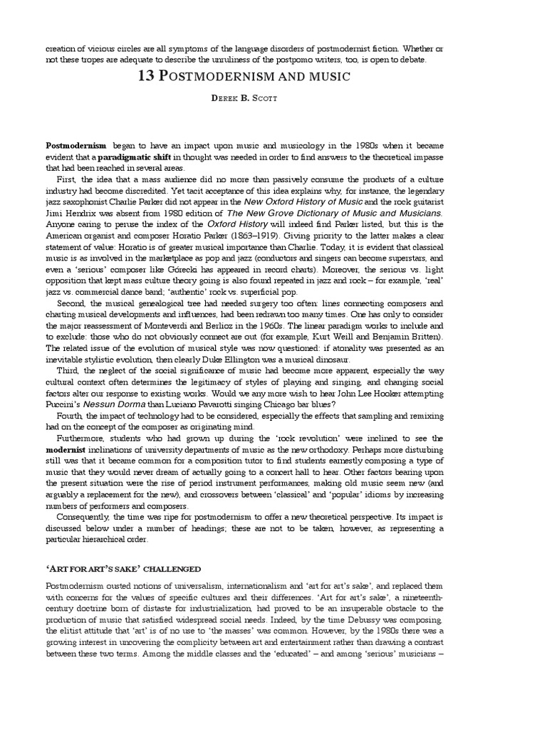 Postmodernism and Music PDF | PDF