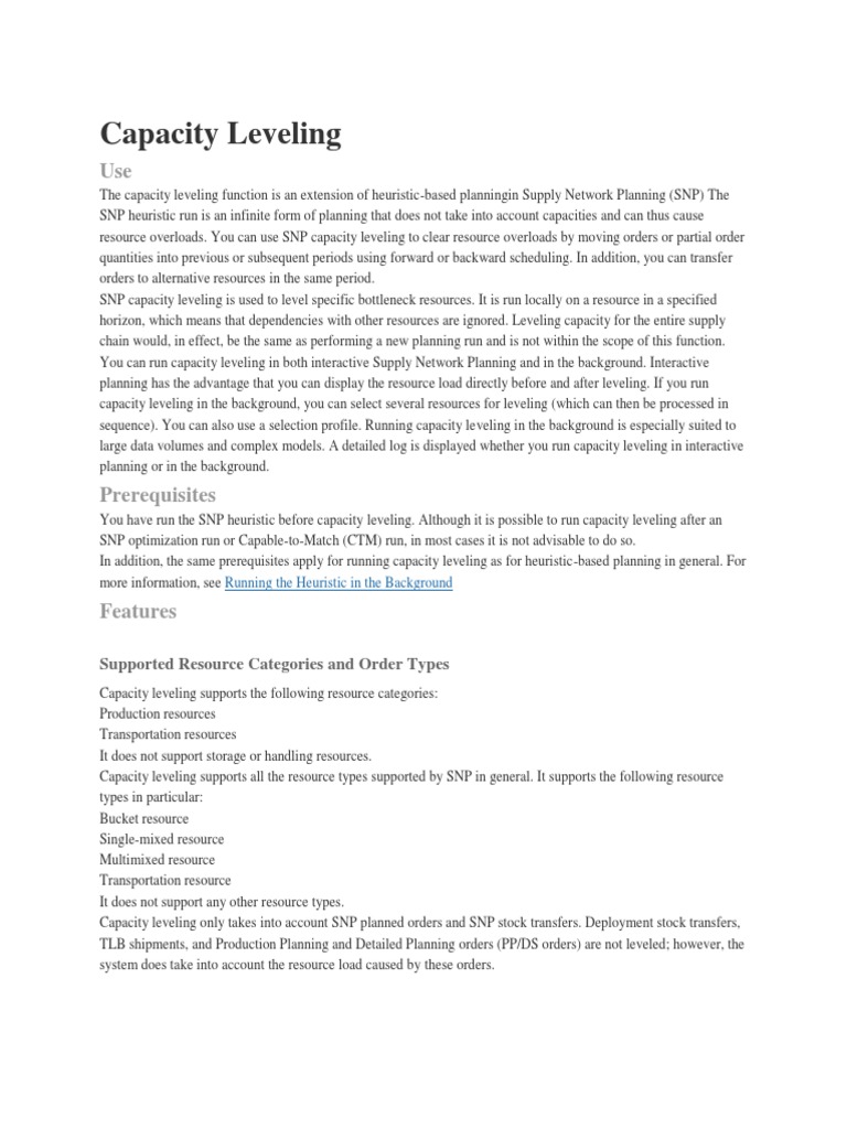 Capacity Leveling: Supported Resource Categories and Order Types | PDF ...