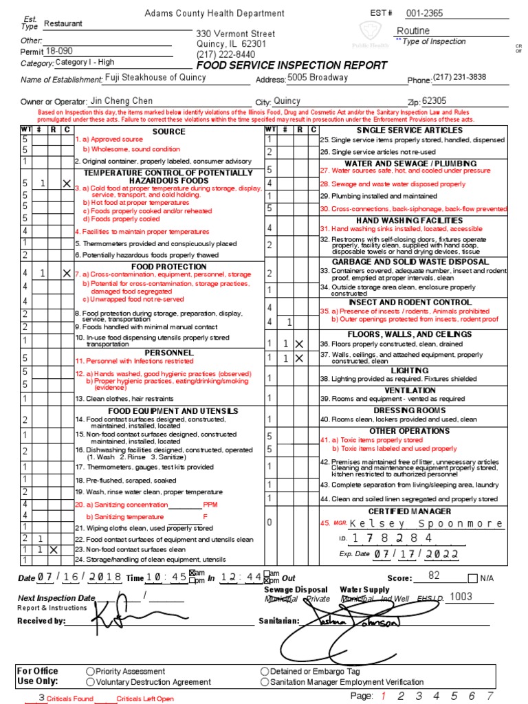 Food Service Inspection Report: Routine | PDF | Hygiene | Foods