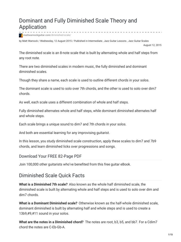 Dominant and Fully Diminished Scale Theory and Application | PDF ...