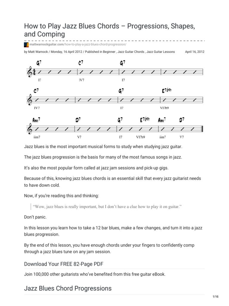 How To Play Jazz Blues Chords - Progressions, Shapes, and Comping | PDF ...