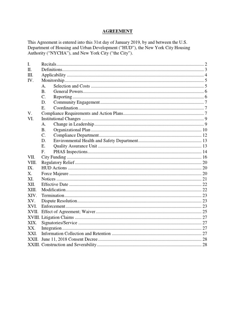 NYCHA Agreement With Exhibits | PDF | Regulatory Compliance | Quality ...