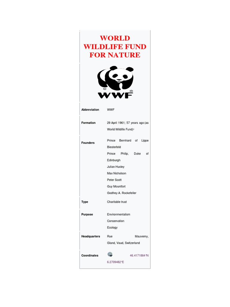 WWF | PDF | World Wide Fund For Nature | Conservation Movement