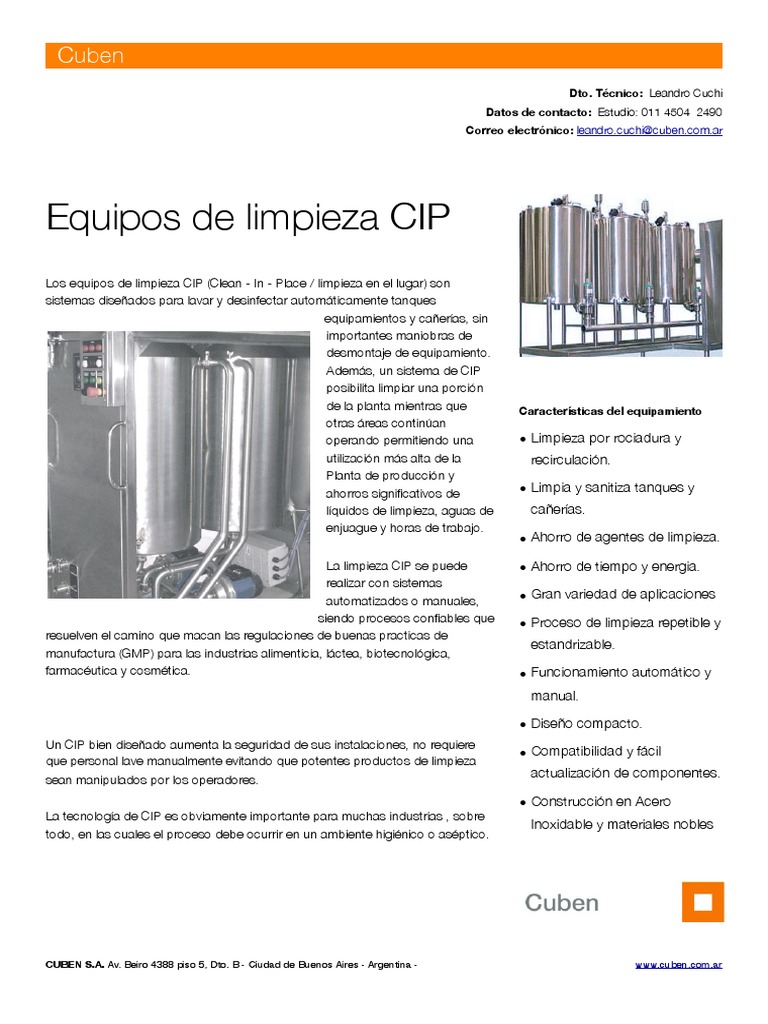Equipos de Limpieza CIP | PDF | Alimentos | Análisis de Riesgo y Puntos ...
