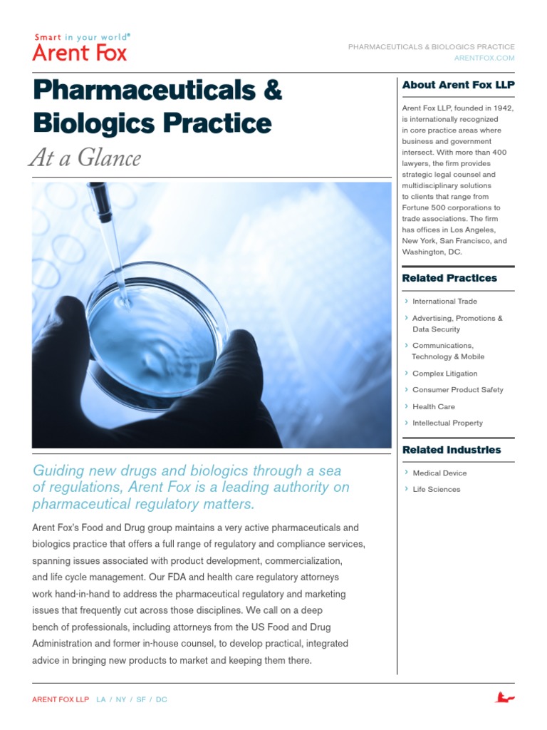 Pharmaceuticals & Biologics One-Pager | PDF | Food And Drug ...