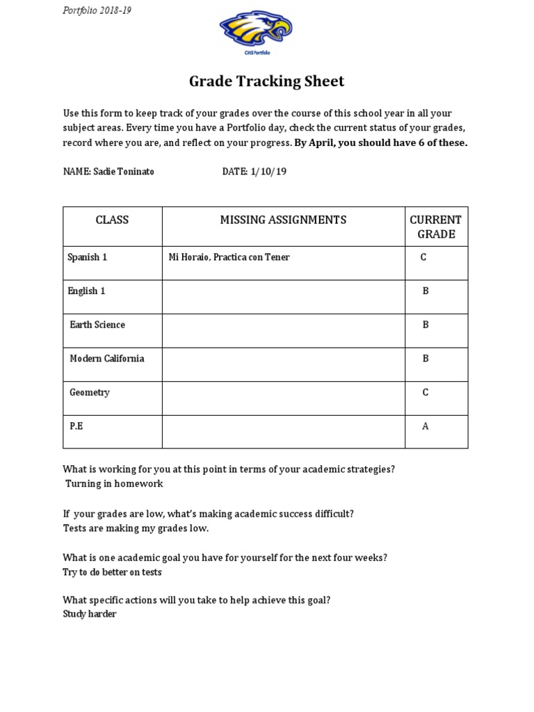 Student Grade Tracker 2018-19 | PDF