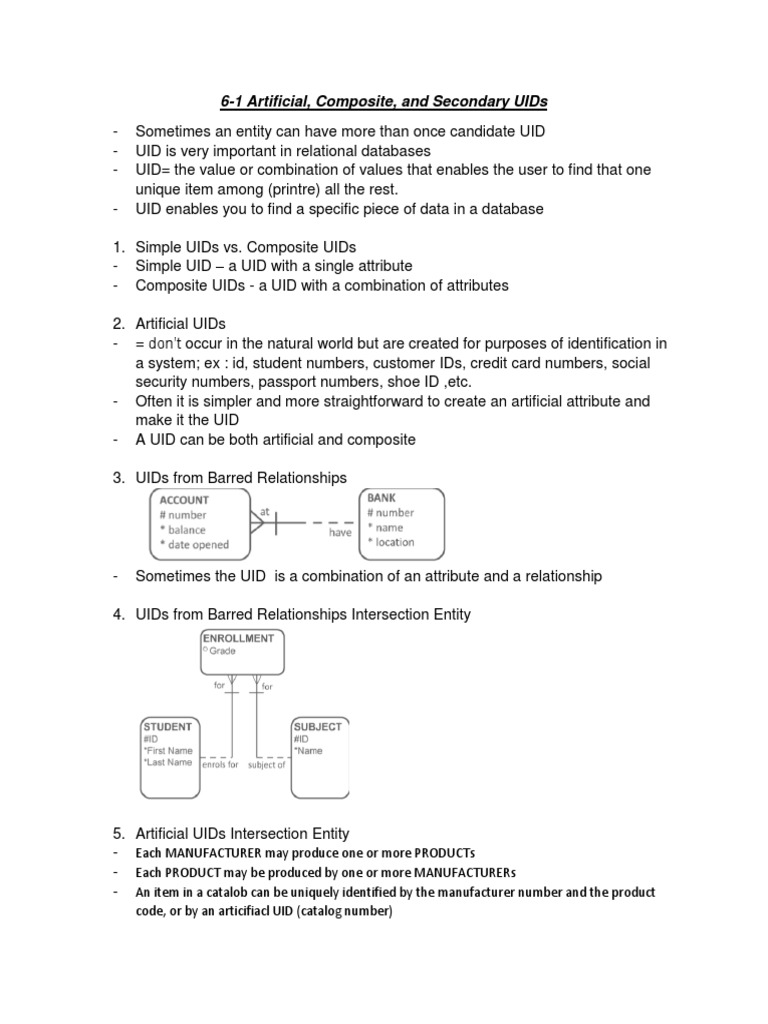 Section 6 Notes Database Design | PDF | Identifier | Relational Database
