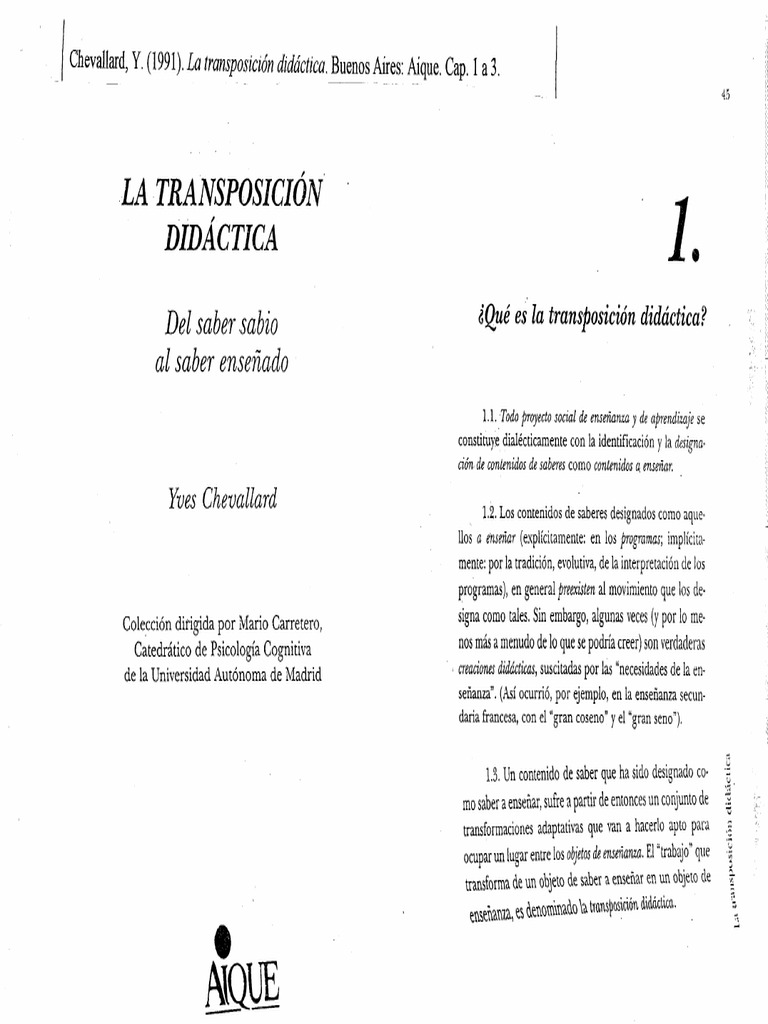 Chevallard - La Transposición Didáctica | PDF