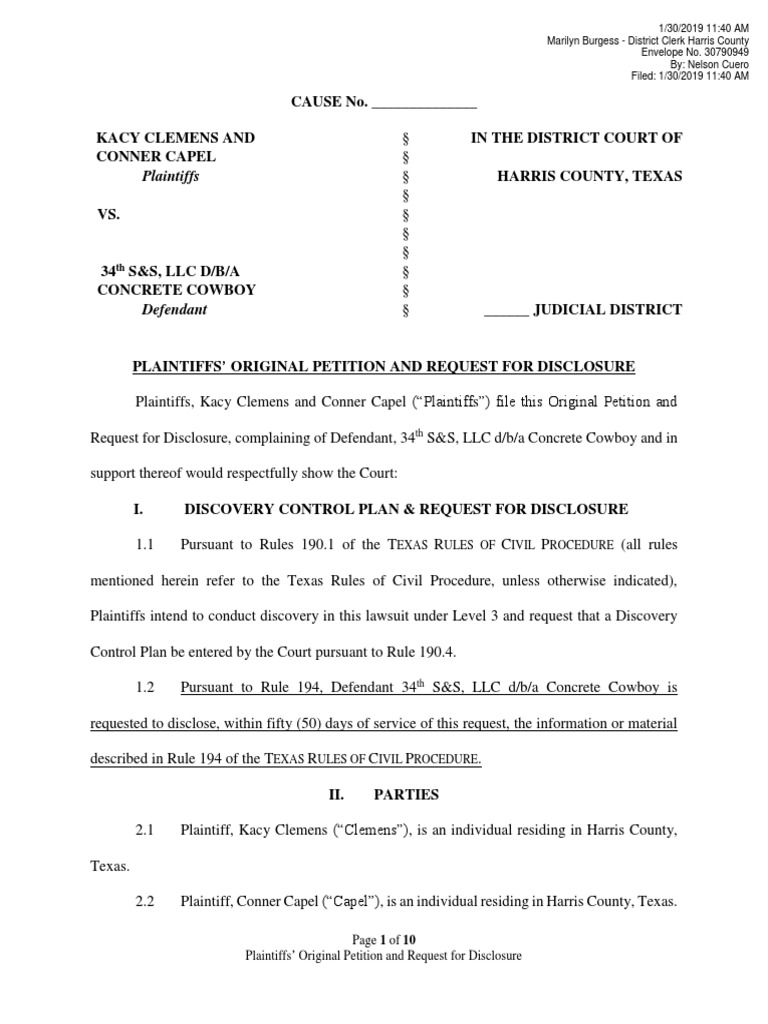 Plaintiffs' Original Petition | PDF | Negligence | Damages