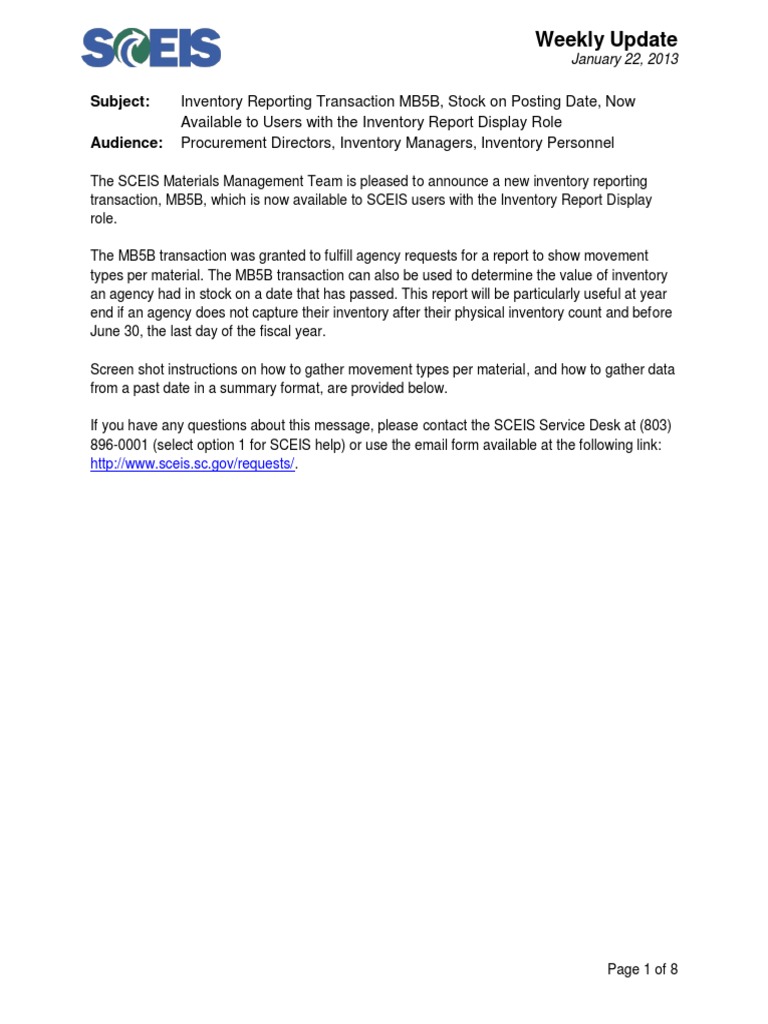 Inventory Reporting Transaction MB5B | PDF | Inventory | Information ...