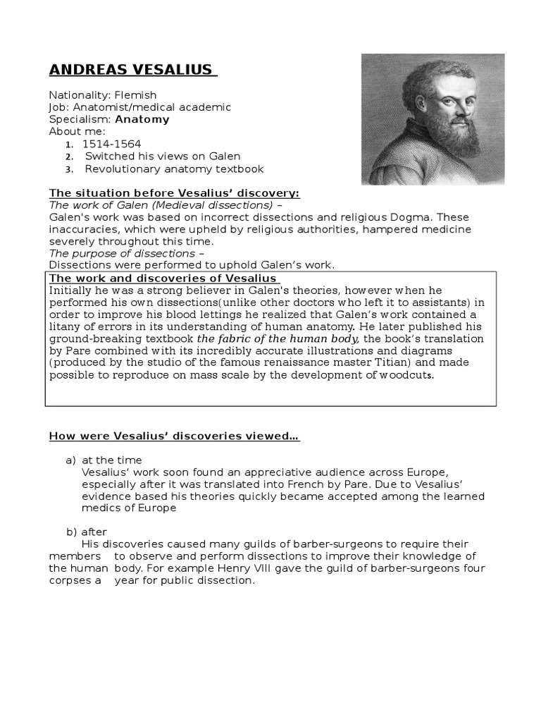 Andreas Vesalius Fact File | PDF