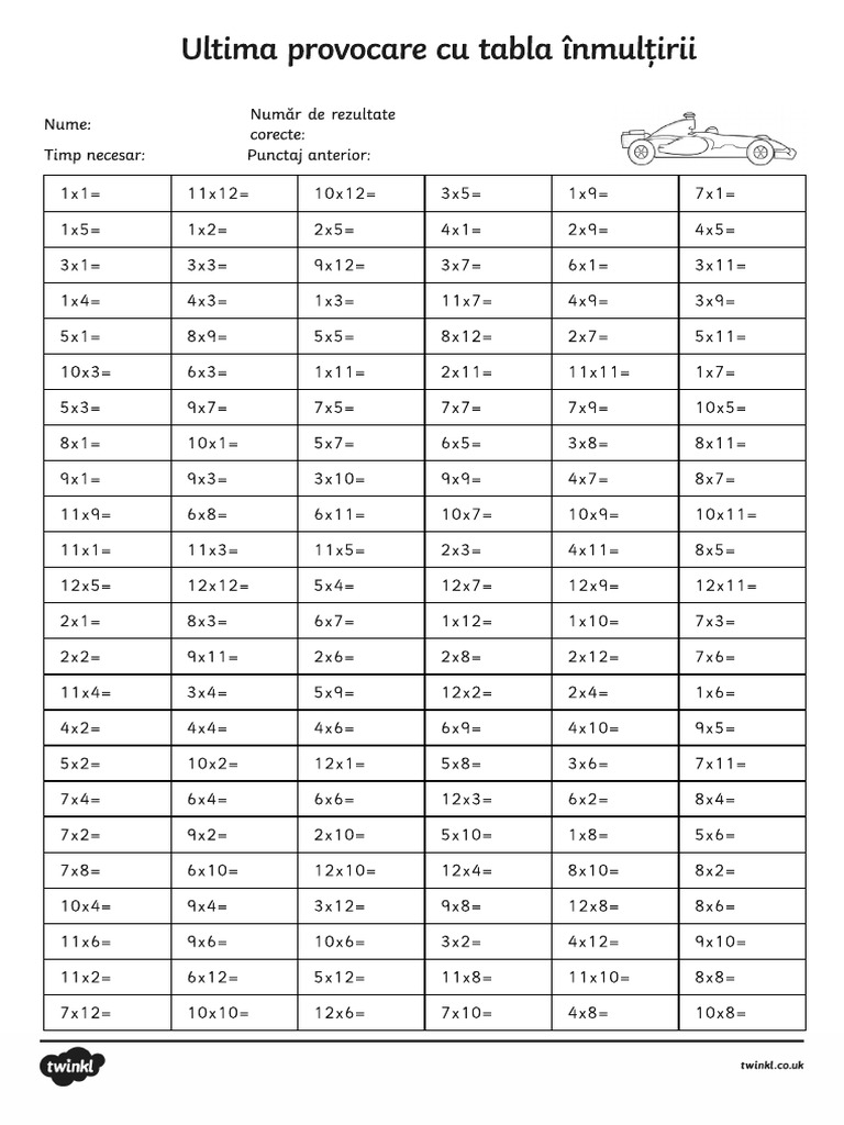 t2 M 1557 Ultima Provocare Cu Tabla Inmultirii Fisa de Lucru | PDF
