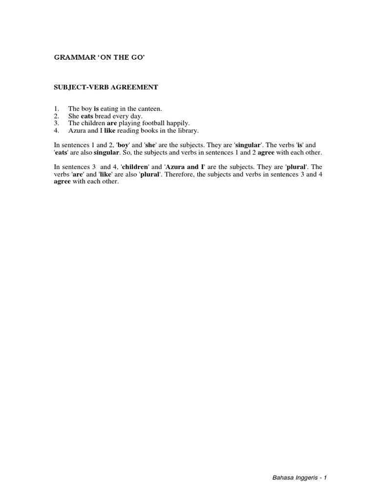 Grammar On The Go | PDF | Plural | Verb