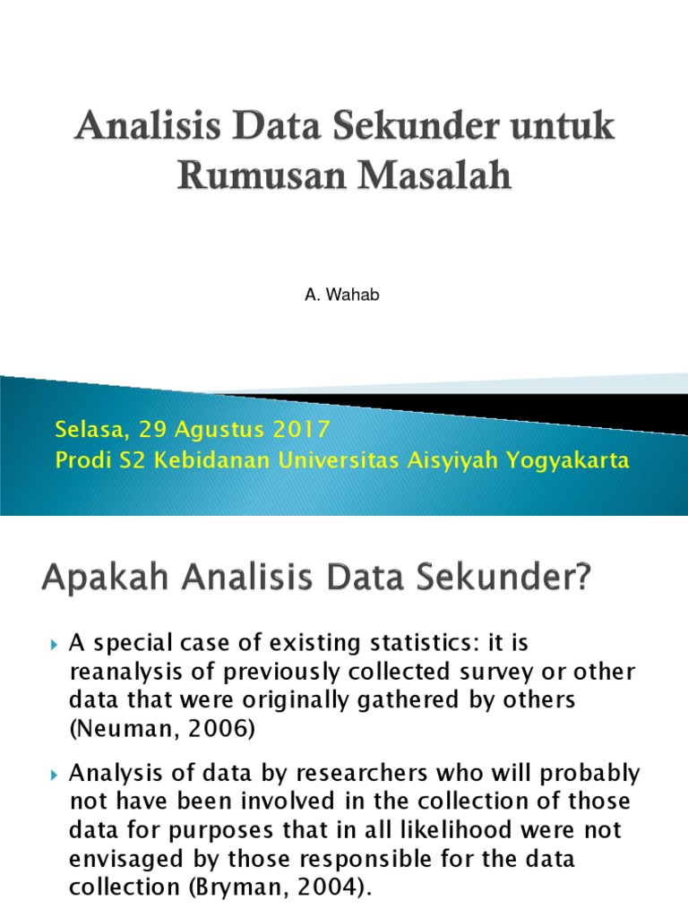 Analisis Data Sekunder Untuk Rumusan Masalah - August 2017 | PDF | Data Analysis | Information ...