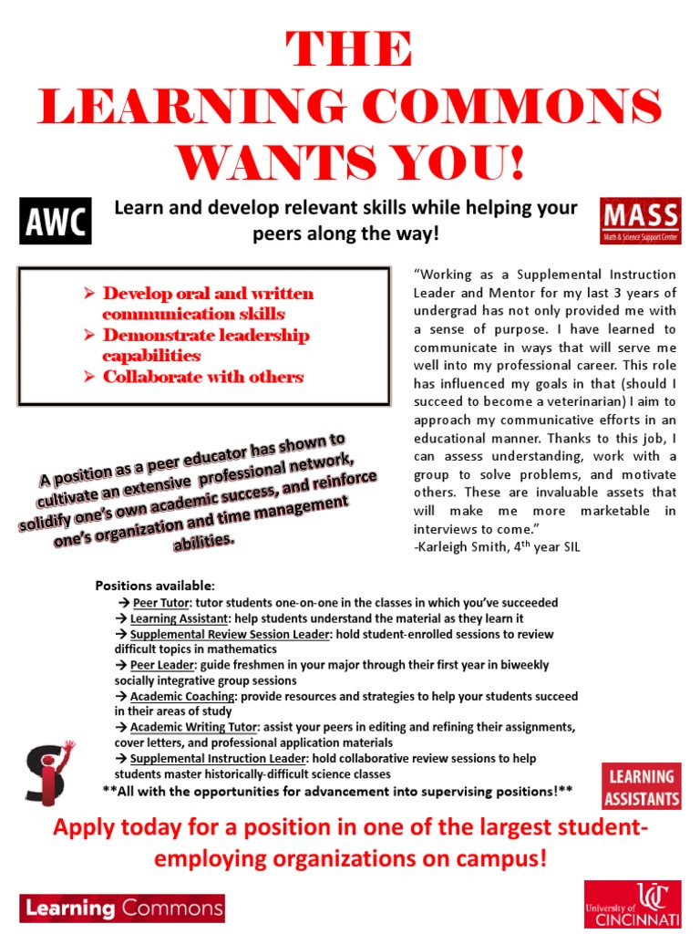 Learning Commons Poster | PDF | Tutor | Mentorship