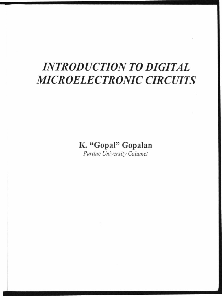 K. Gopal Gopalan - Introduction To Digital Microelectronic Circuits (1996) | PDF
