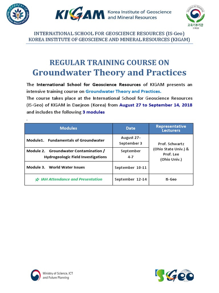 Groundwater Training Course Overview | PDF | Hydrogeology | Aquifer