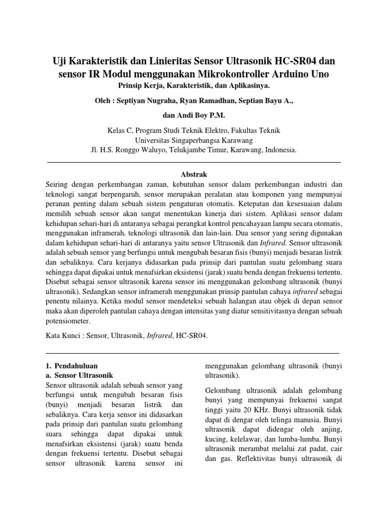 Uji Sensor Ultrasonik dan IR dengan Arduino | PDF | Sains & Matematika