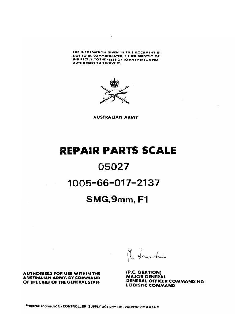 F1 SMG 9mm Repair Parts Scale | PDF | Nature