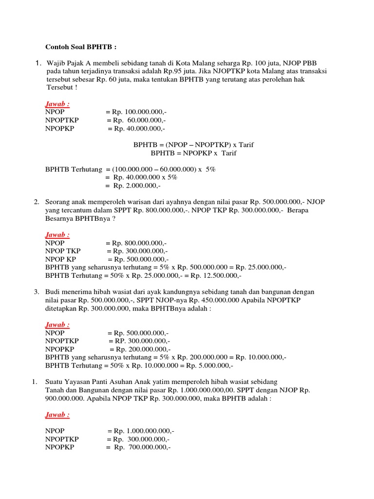 Contoh Soal BPHTB & Bea Materai | PDF
