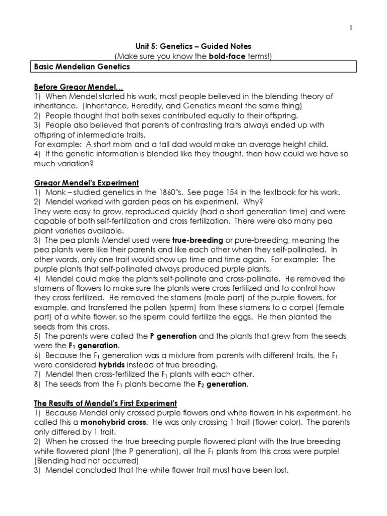 Unit 5 Genetics Guided Notes Page 7 Non-Mendellan | PDF | Dominance ...