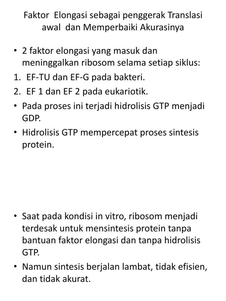 Faktor Elongasi dalam Proses Translasi | PDF | Sains & Matematika