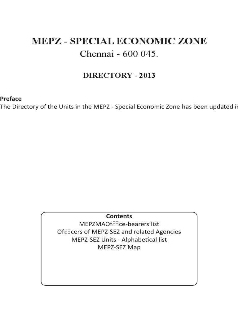 Mepz - Special Economic Zone: Chennai - 600 045 | PDF