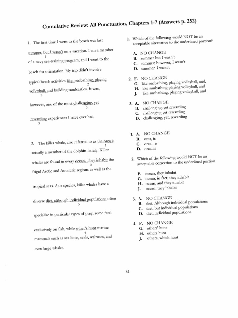 ACT English - Punctuation | PDF