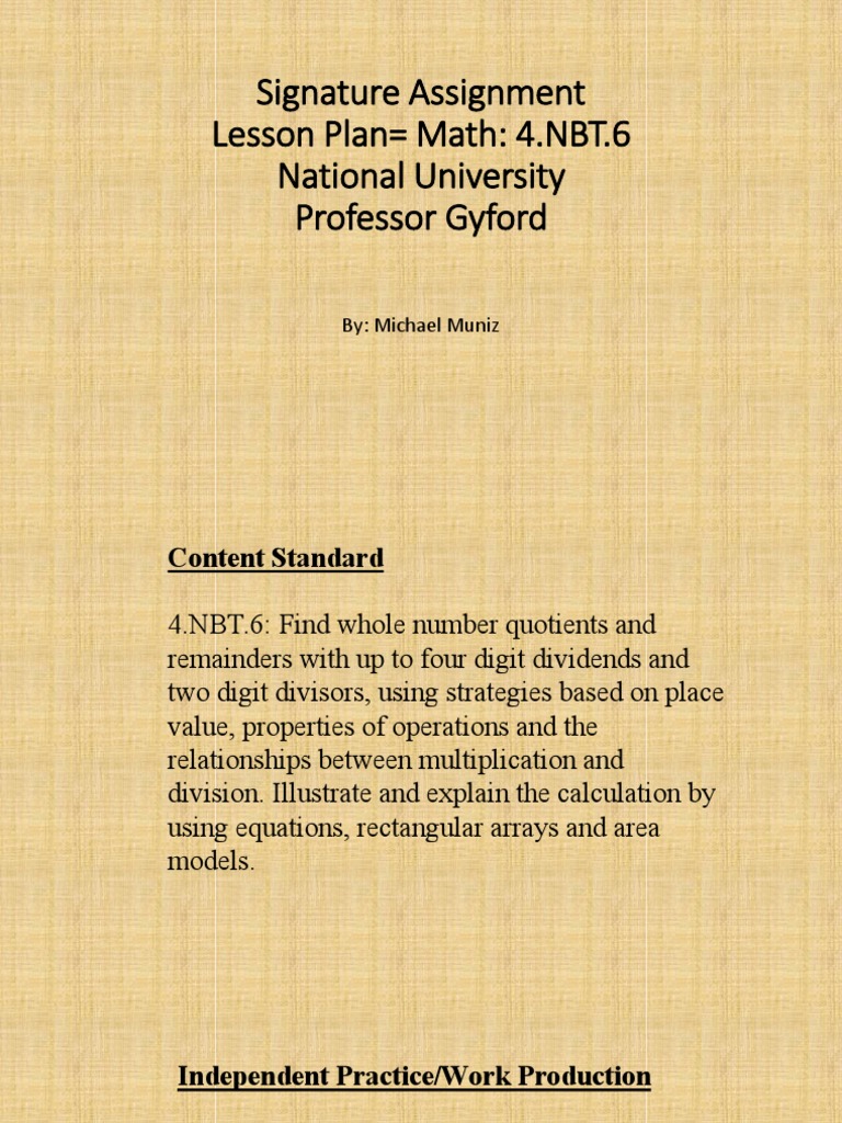 Signature Assignment | PDF | Division (Mathematics) | Pedagogy