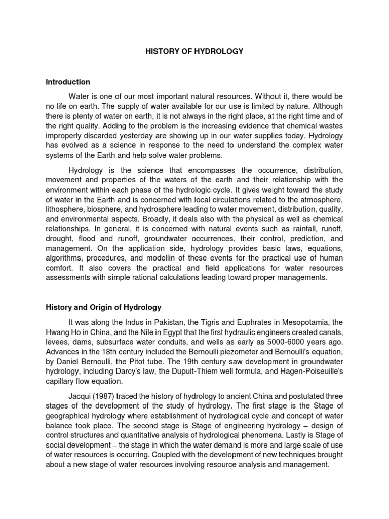 History of Hydrology | PDF | Hydrology | Water And The Environment