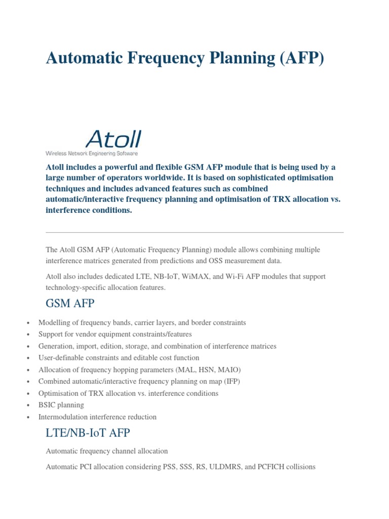 Automatic Frequency Planning | PDF | Lte (Telecommunication) | Wi Max