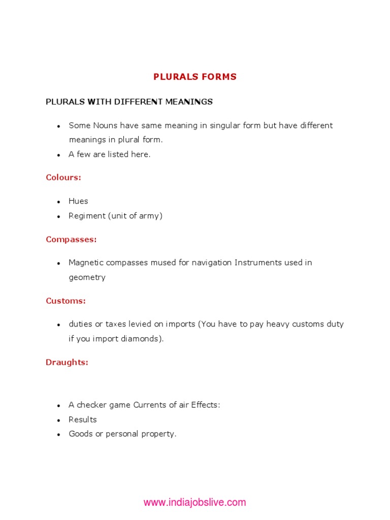 15 Plural Forms | PDF | Grammatical Number | Plural