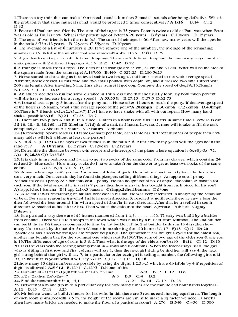 TCS Question Bank | PDF | Odds | Probability