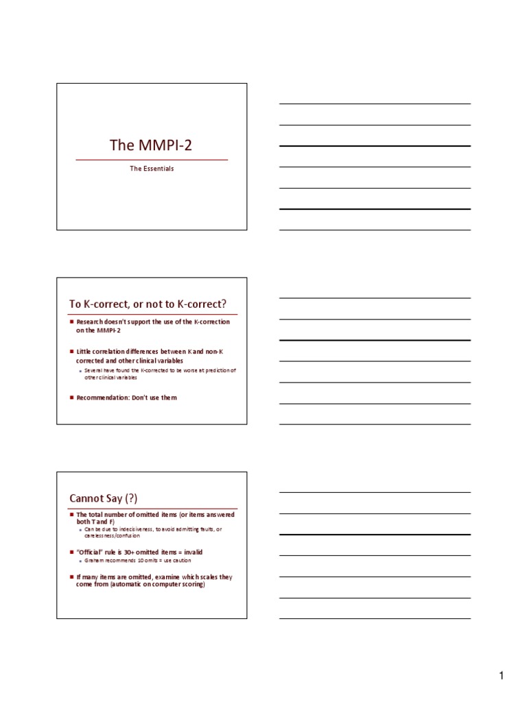 The MMPI-2: To K-Correct, or Not To K-Correct? | PDF | Medical Diagnosis | Behavioural Sciences