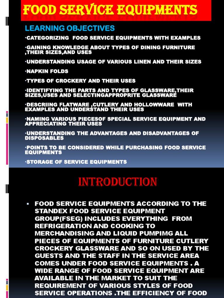 Food Service Equipment Overview | PDF | Tableware | Home