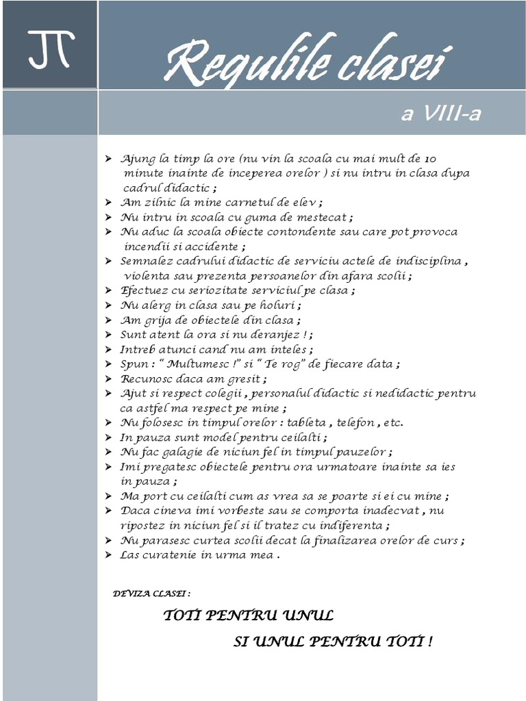 4 Regulile Clasei | PDF