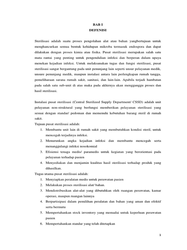 Panduan Pelayanan CSSD | PDF