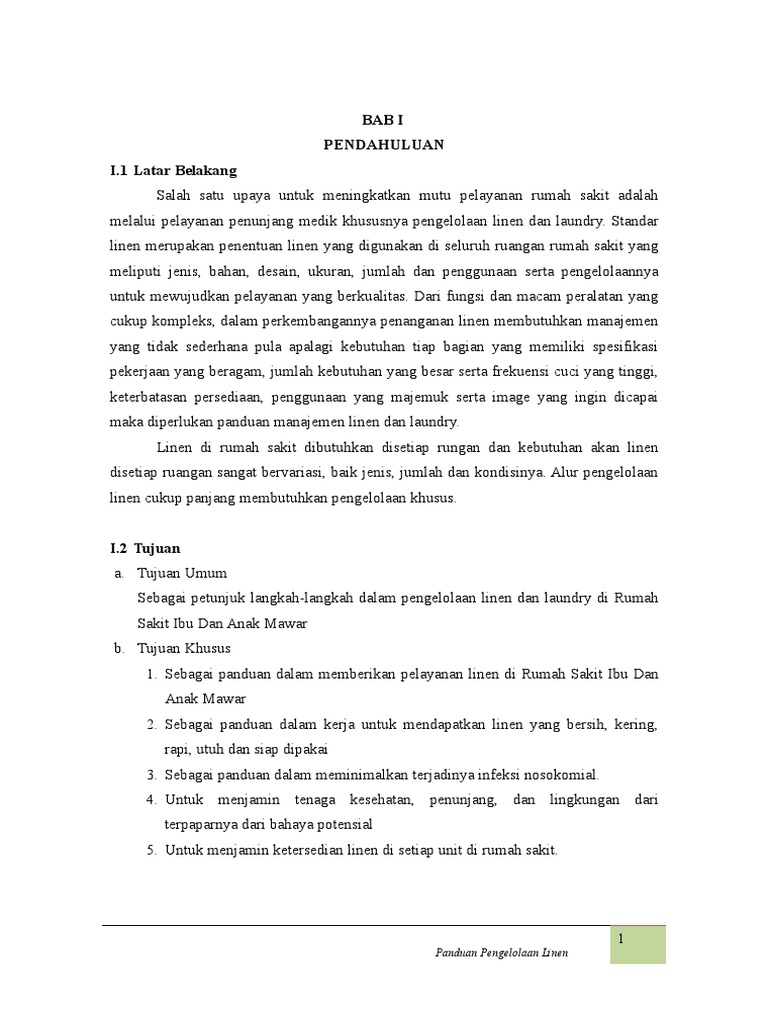 Panduan Pengelolaan Linen Rumah Sakit | PDF | Kesehatan Holistik