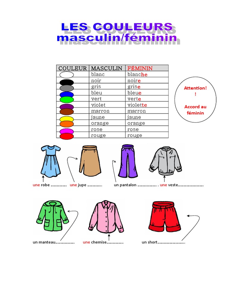 Adjectifs de Couleurs | PDF