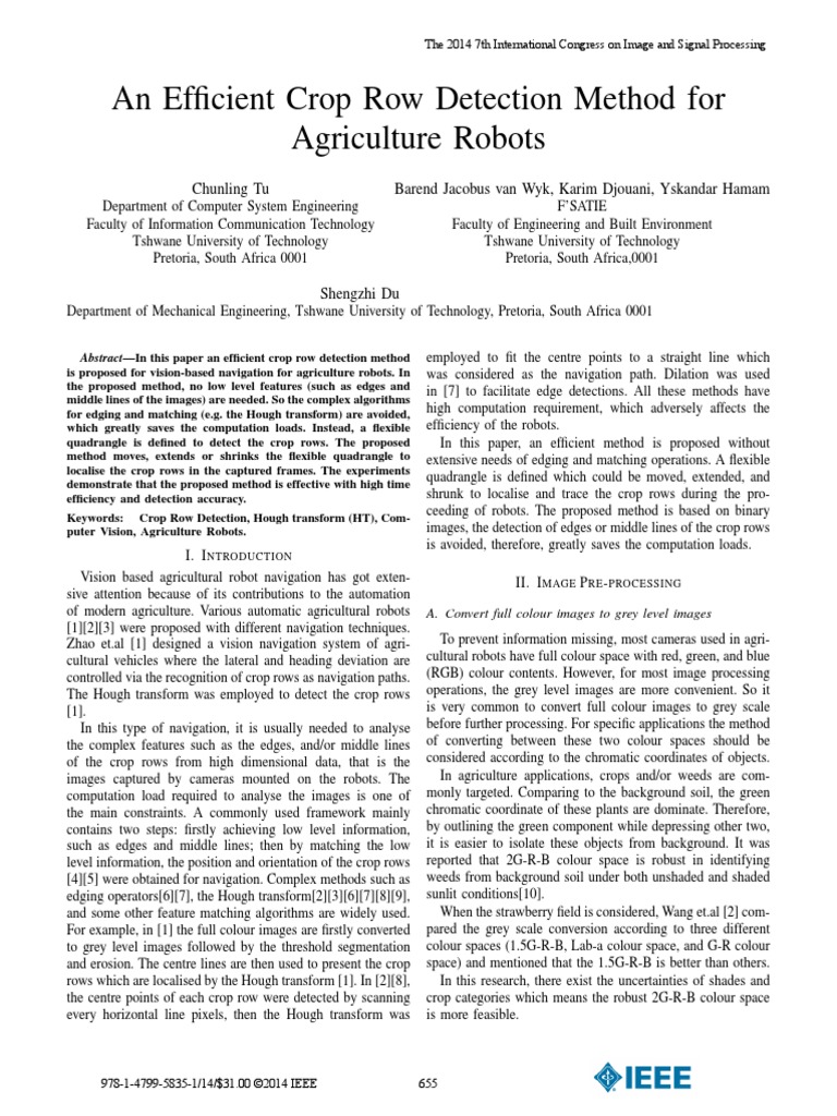 An Efficient Crop Row Detection Pdf Rgb Color Model Image Segmentation