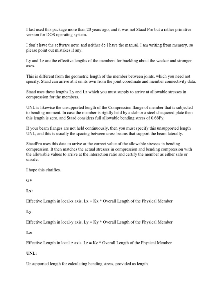 Steel Design Parameter Staad | PDF