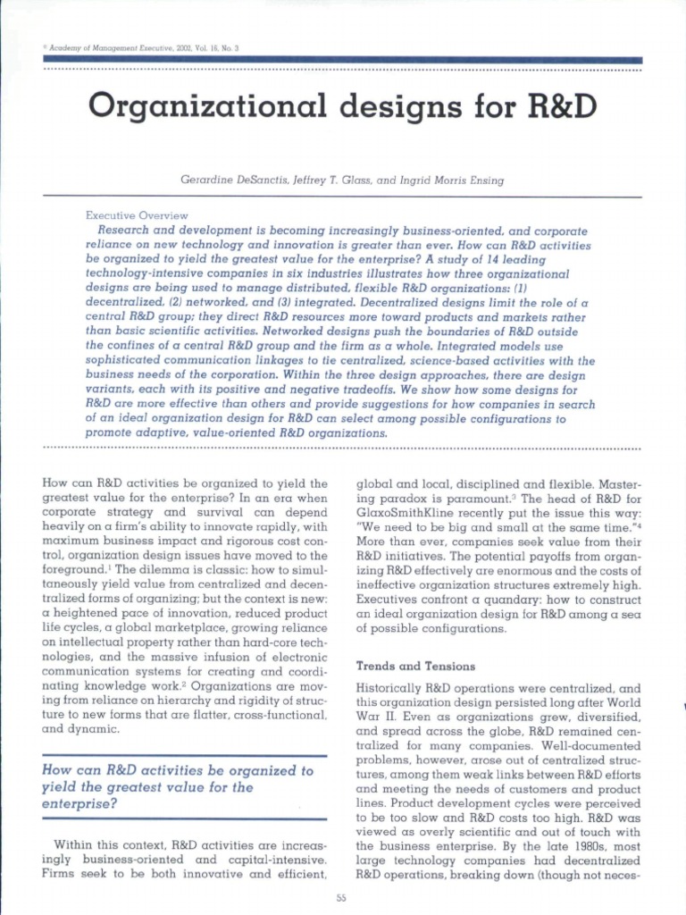 Organizational Designs For R&D | PDF | Research And Development ...