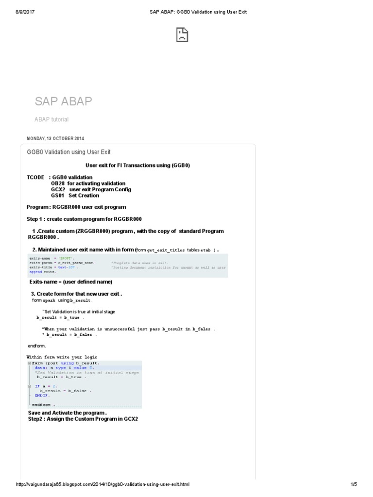 SAP ABAP GGB0 User Exit | PDF | Cyberspace | Information Technology Management