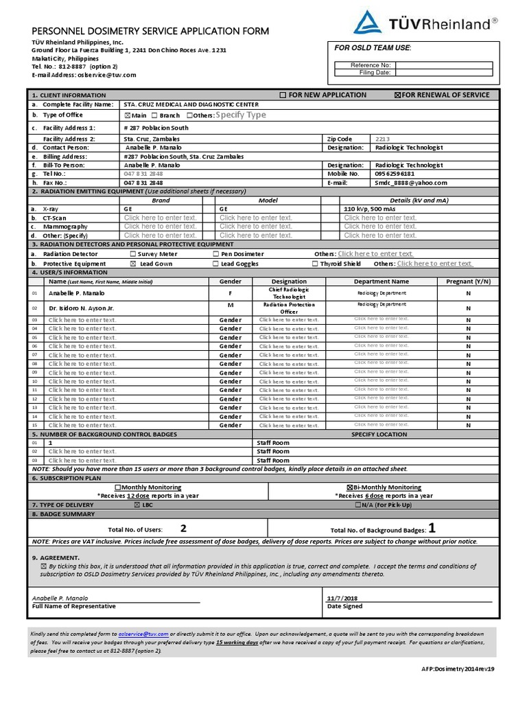 A1 - TUV Dosimetry Application Form For Email (Effective 16 Oct 2018 ...