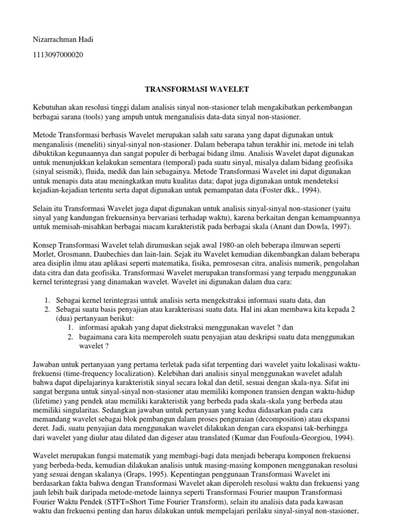 Ringkasan Transformasi Wavelet | PDF