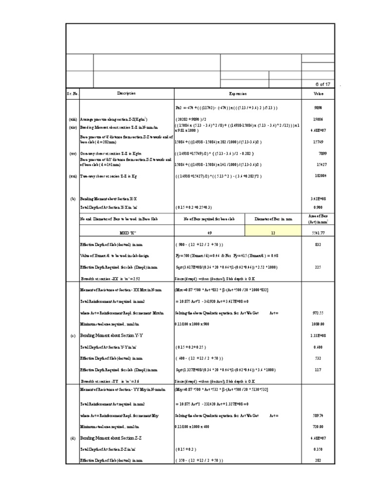 Structural design calculations for reinforced concrete slab | PDF ...