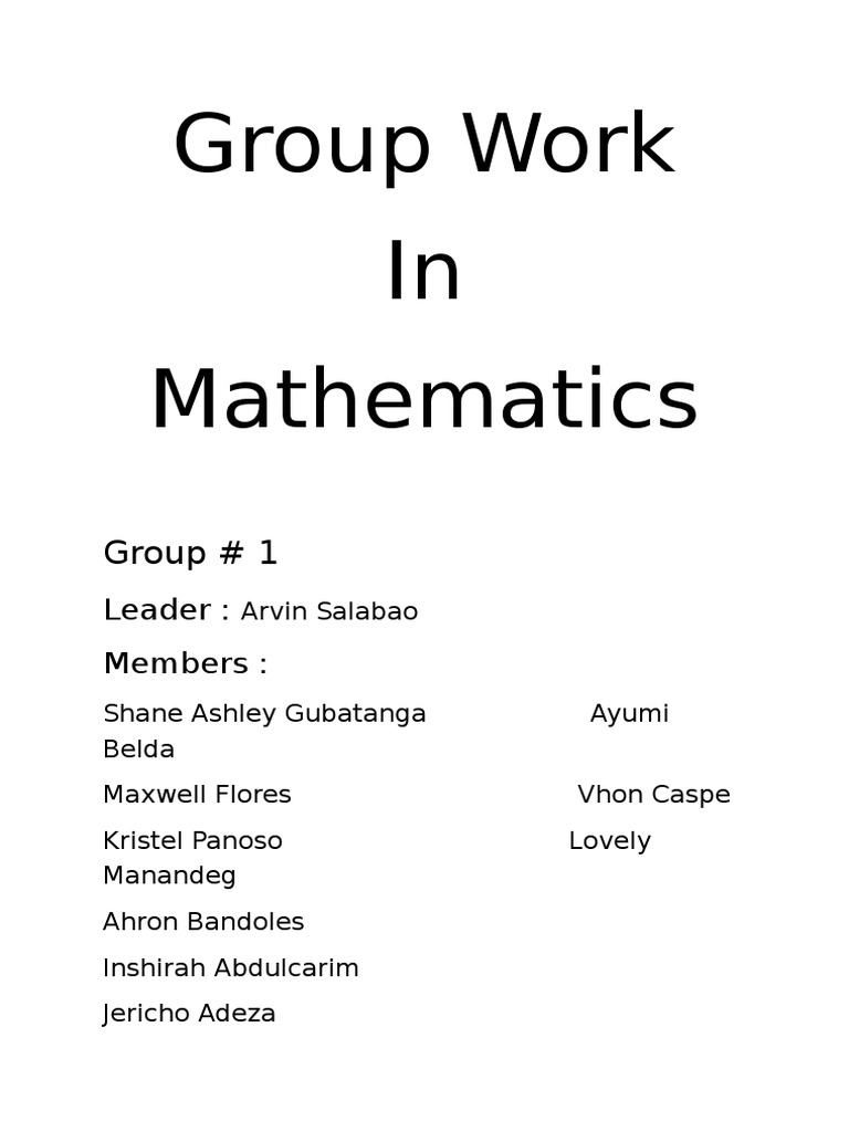 Group Work in Mathematics | PDF | Educational Psychology | Teaching ...