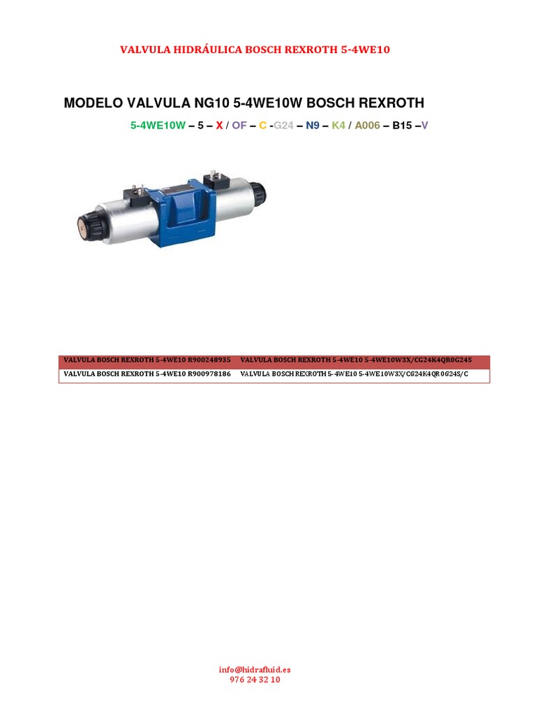Bosch Rexroth 5-4WE10 Hydraulic Valves | PDF
