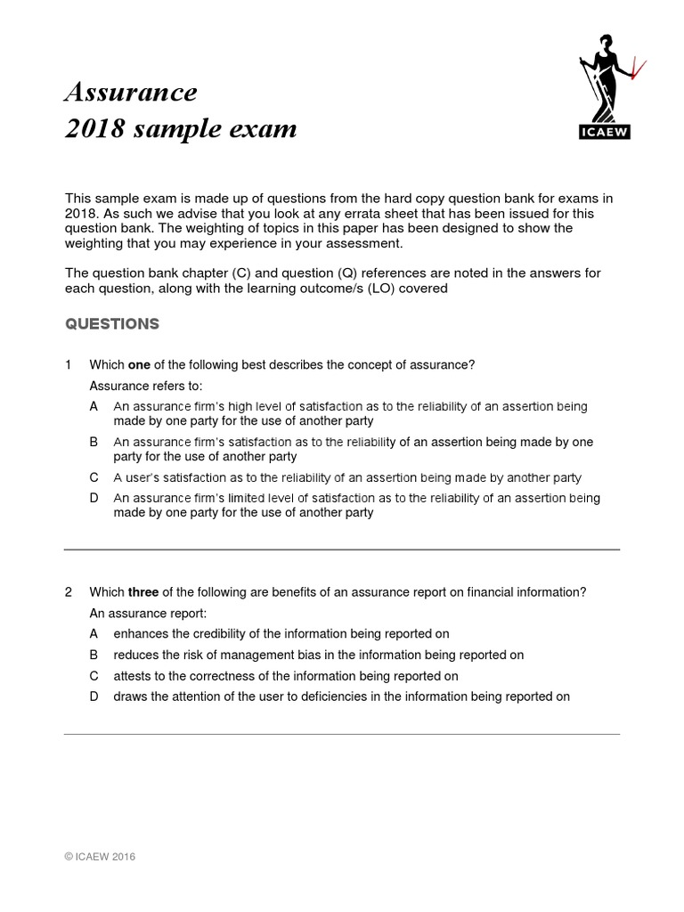 Icaew Cfab Asr 2019 Sample Exam | PDF | Audit | Internal Control