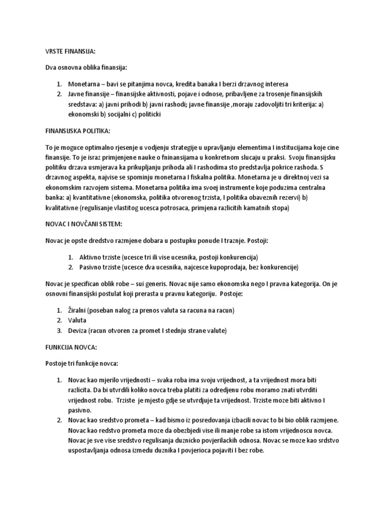 Vrste Finansija | PDF